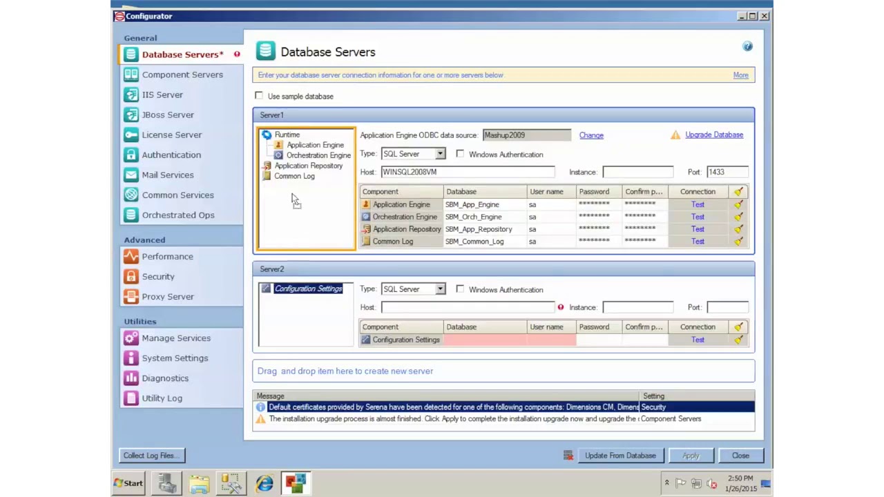 SBM   Configuration Settings Database