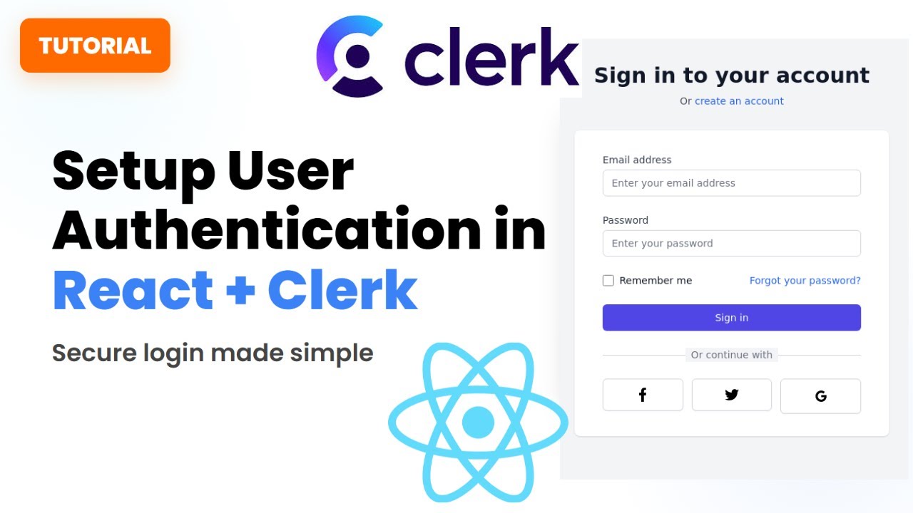 How to Setup User Authentication in React Project with Clerk | React Auth Tutorial 🔑⚛️