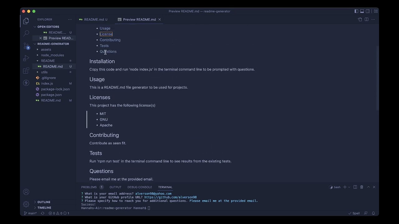README.md Generator - Module 9 Challenge