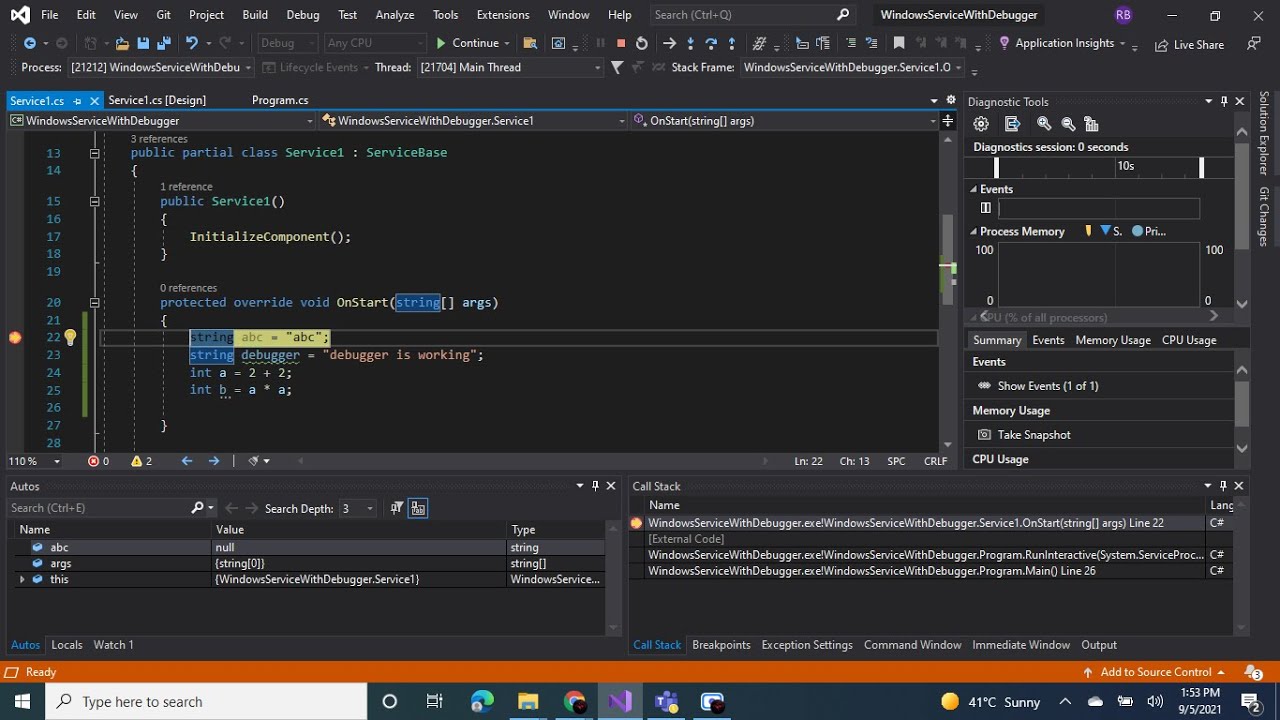 How to debug a Windows Service