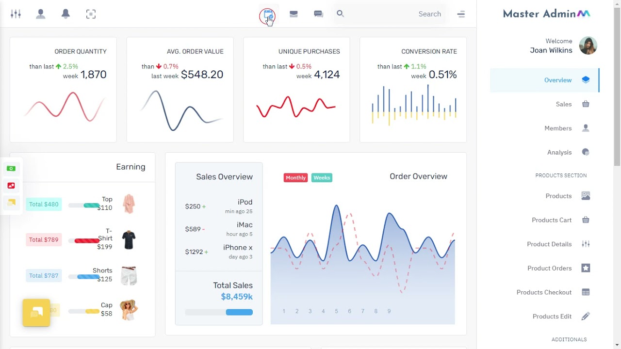 eCommerce Dashboard UI Kit Bootstrap 5 Admin Template with RTL Light Theme