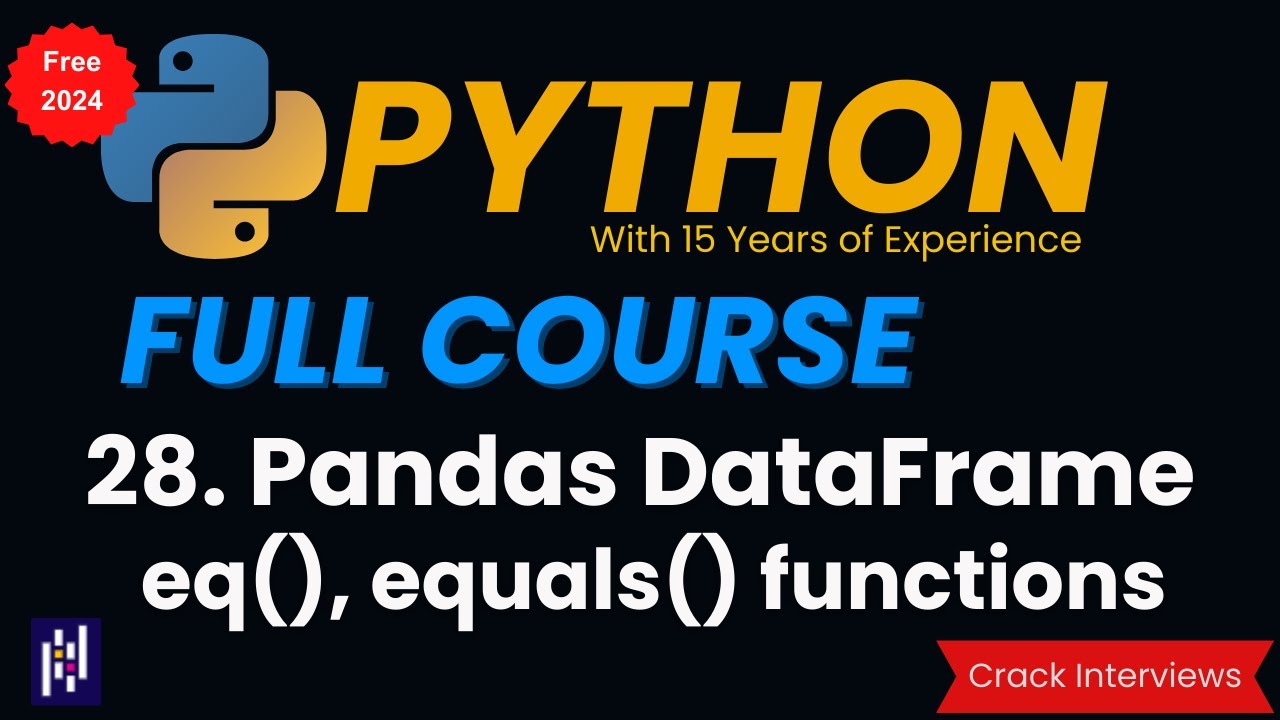 Comparison functions | Pandas DataFrame eq | equals function in Python