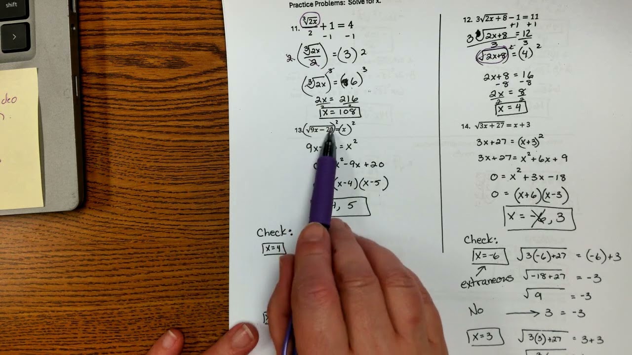 Algebra 2 Unit 6 Review Sheet