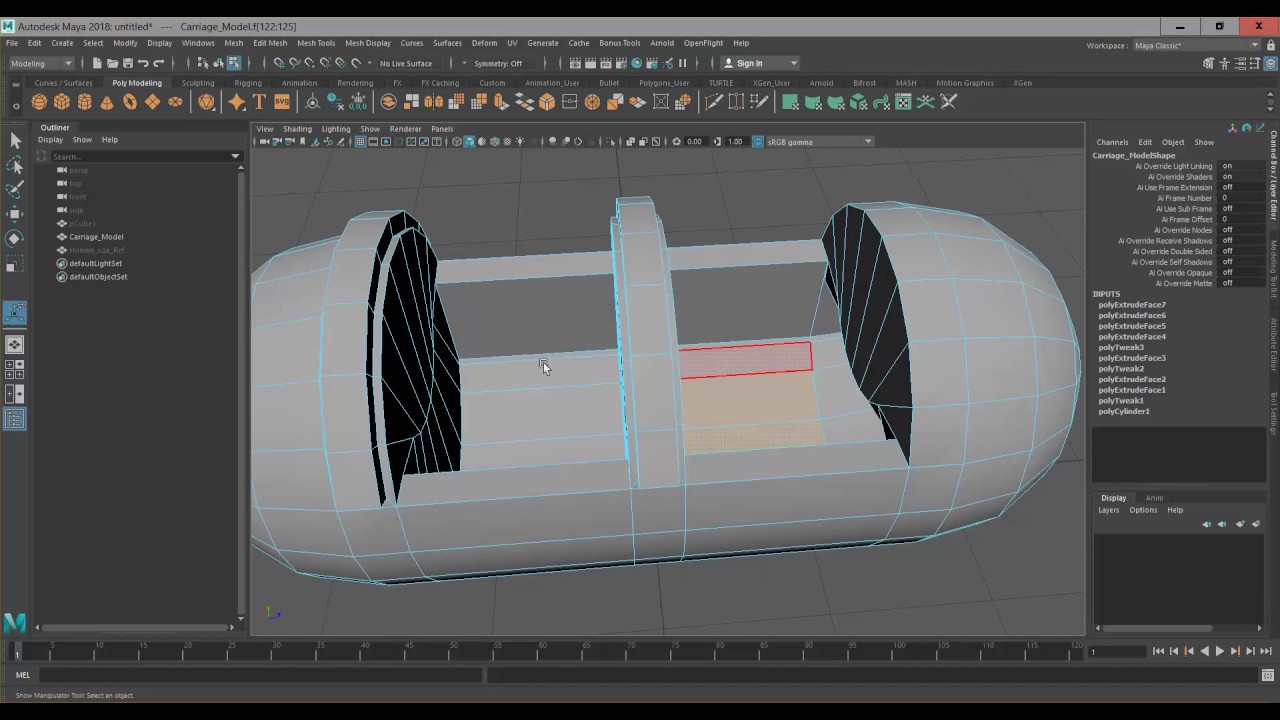 Modelling a Roller Coaster Carriage in Maya