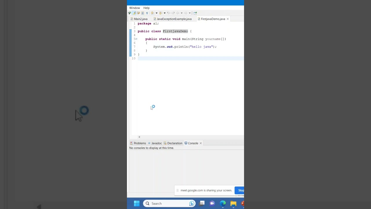 First Java Program in Eclipse
