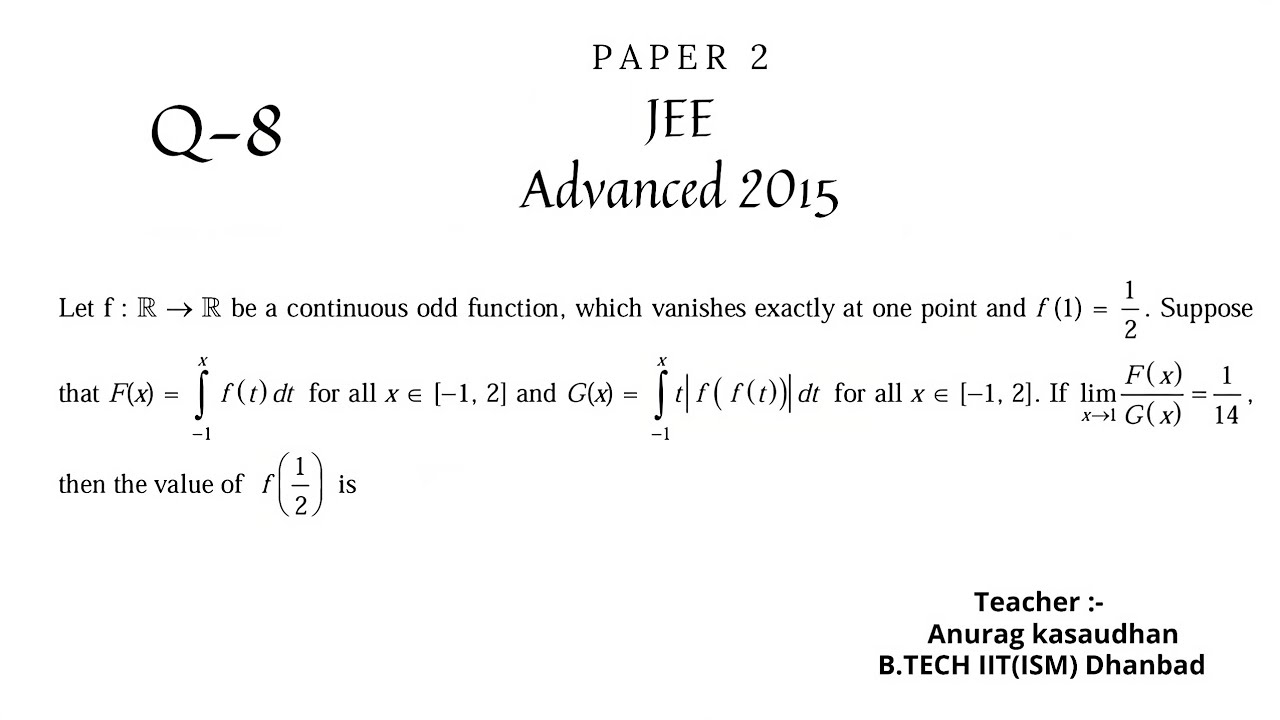 JEE Advanced 2015 Math Paper 2 (Q 8) solution | IIT JEE Maths | #jeeadvanced2015 #projecteducation