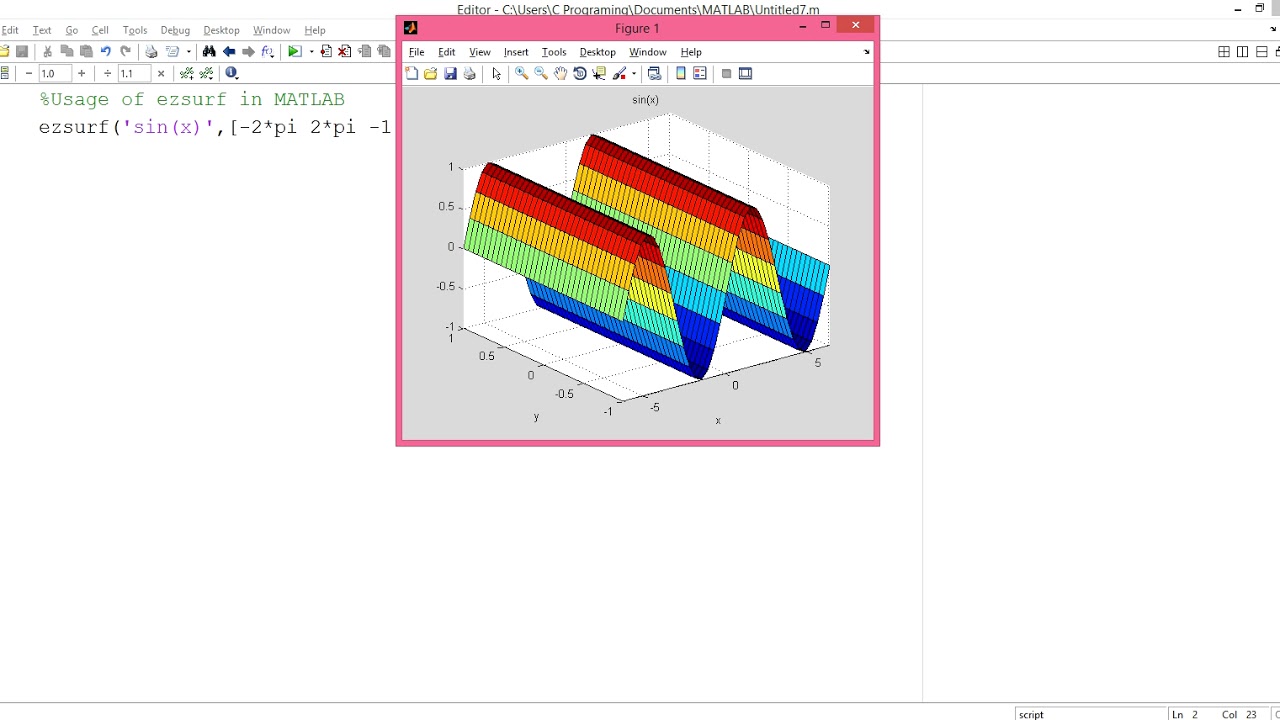 46-Plotting by ezsurf in MATLAB