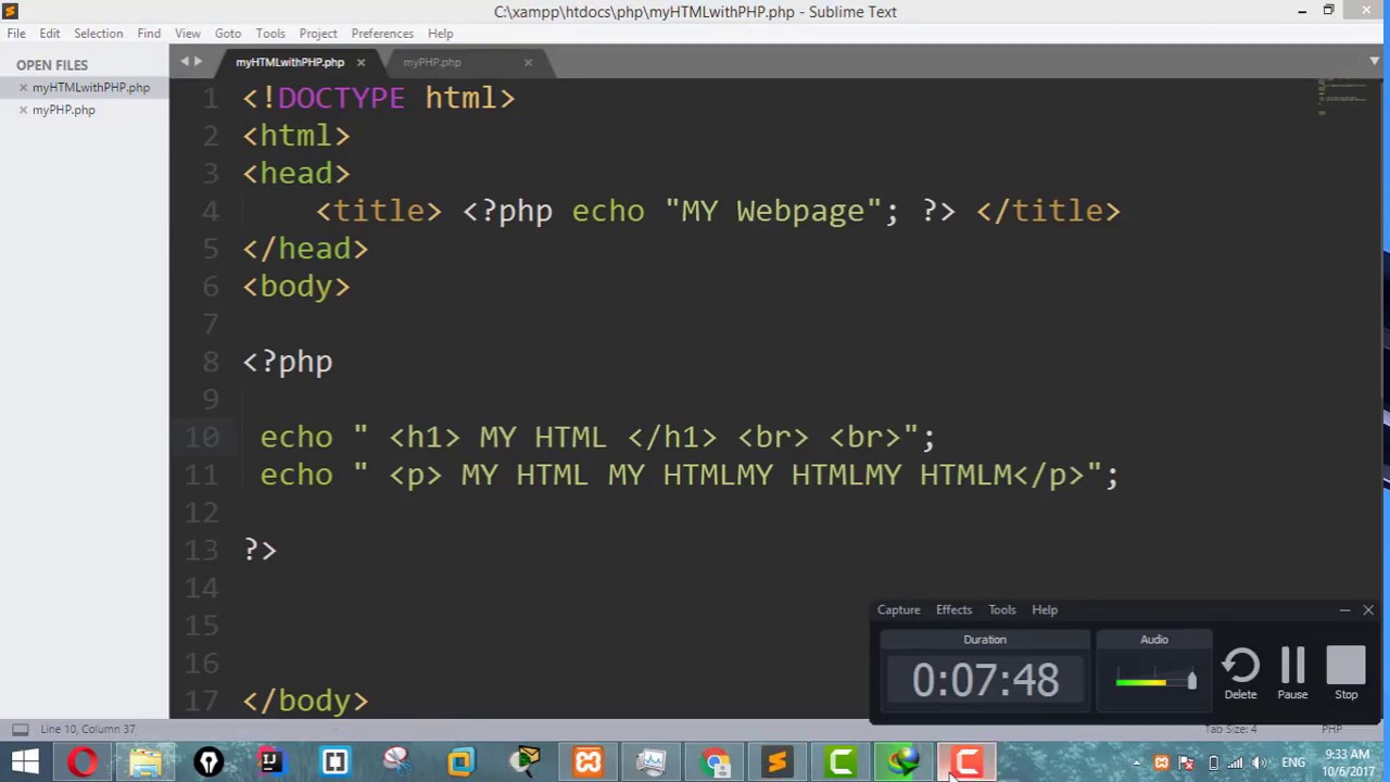 PHP Tutorial For Beginners 8 - Echo and Print in PHP with embedding HTML