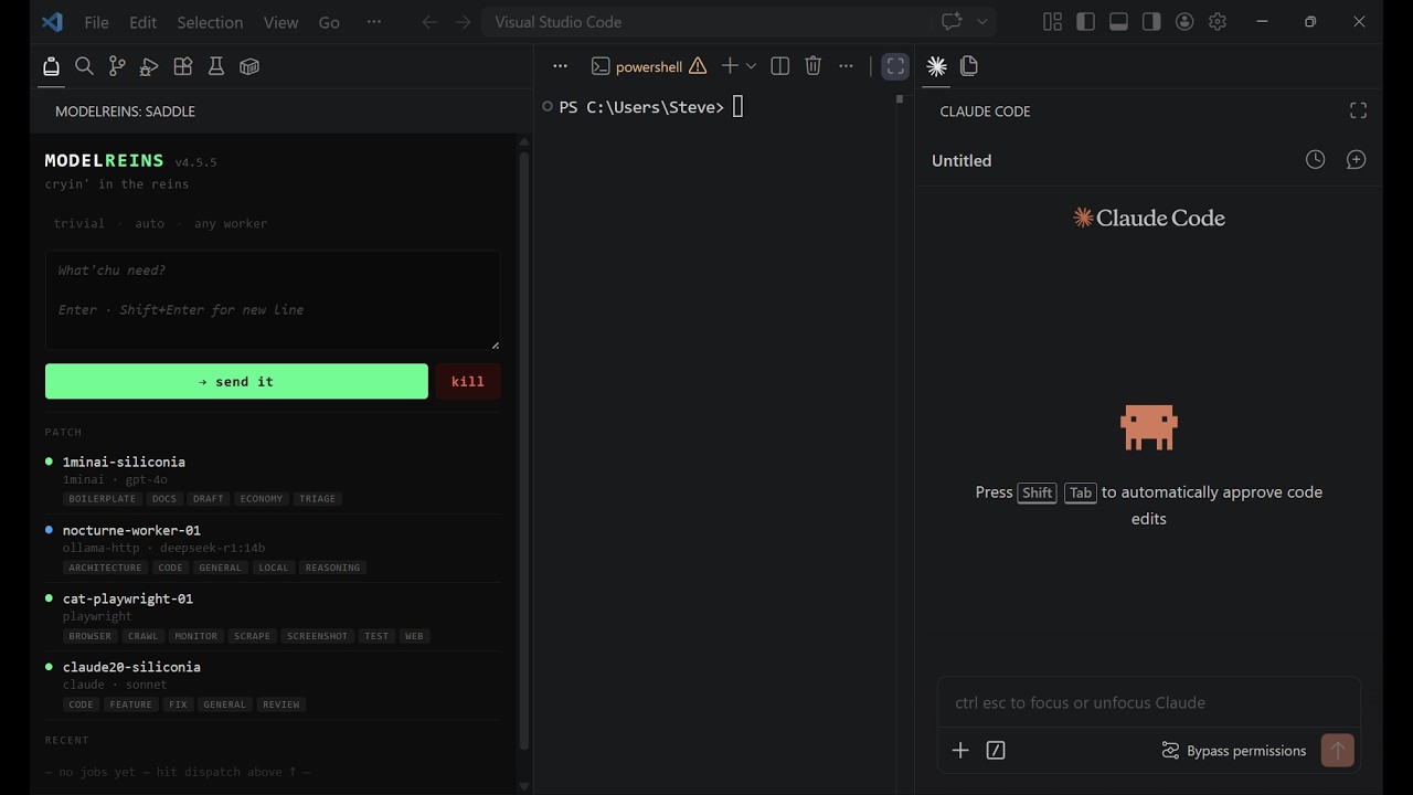 From install to first job in 90 seconds — the ModelReins Saddle