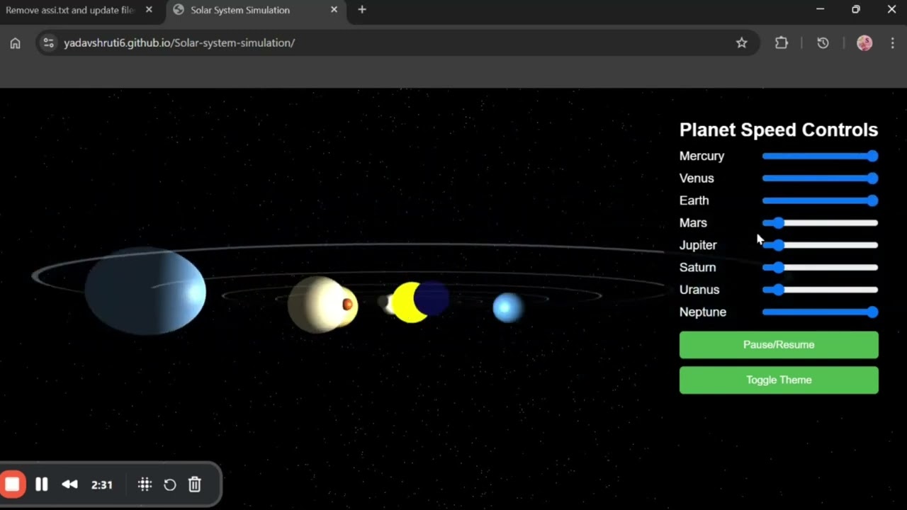 3D Solar System Project On GitHub