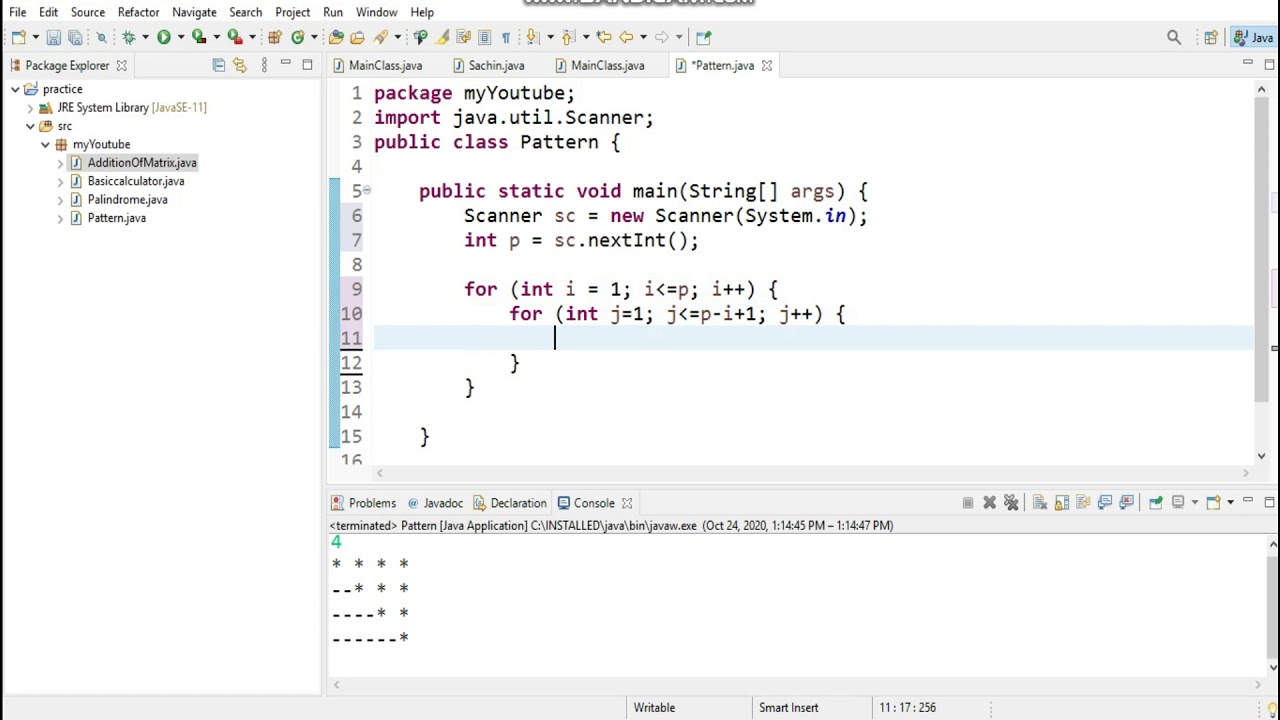 write a program to print pattern in java || part 5 ||