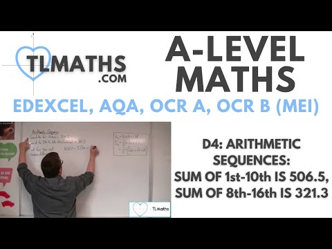 A-Level Maths: D4-11 Arithmetic Sequences: Sum of 1st-10th is 506.5, Sum of 8th-16th is 321.3