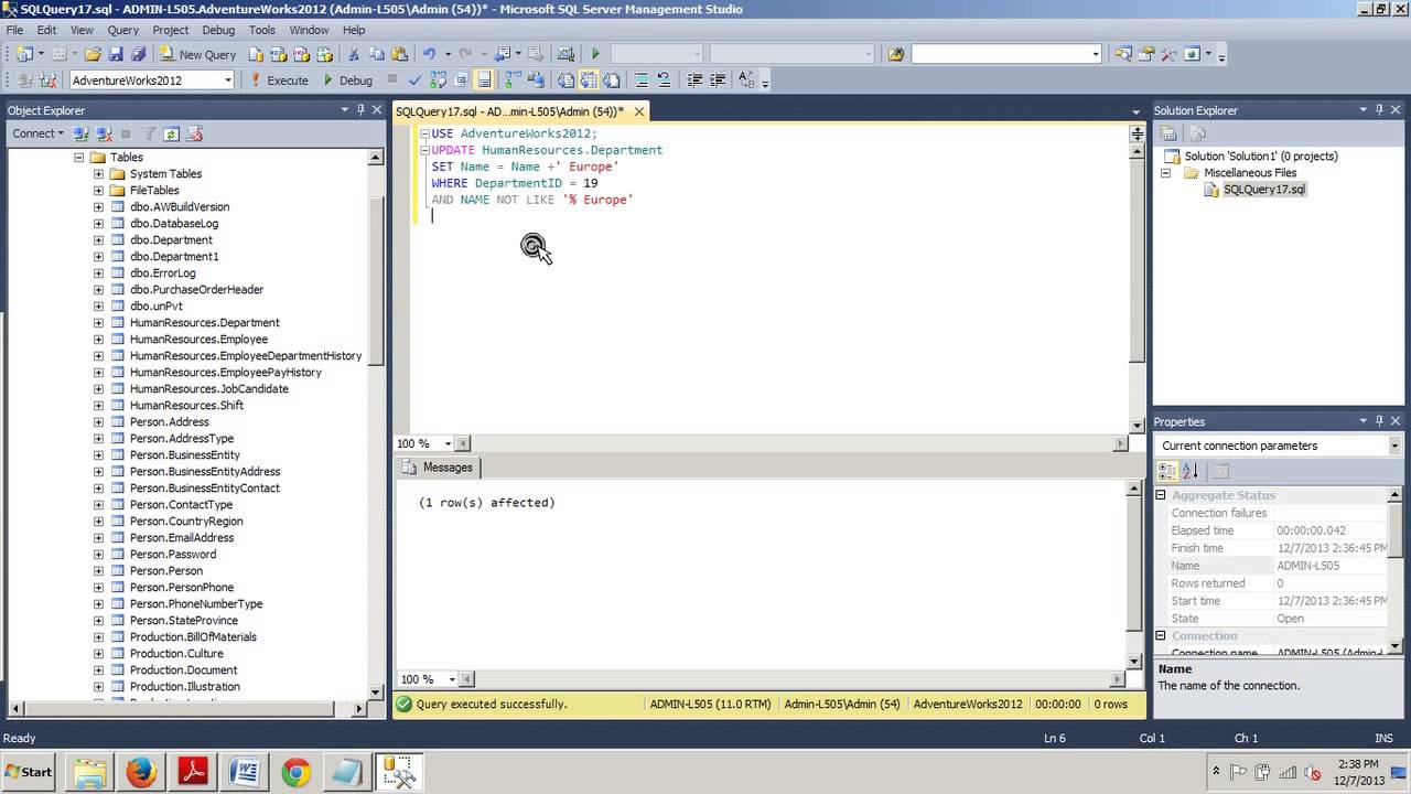 SQL Server Tutorial 38: Updating Data in tables.