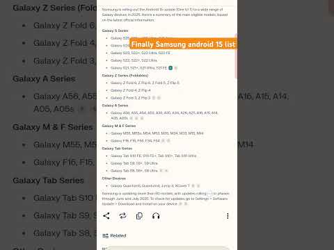 Samsung galaxy android 15 update list ð¥#android15 #oneui7 #android #samsung