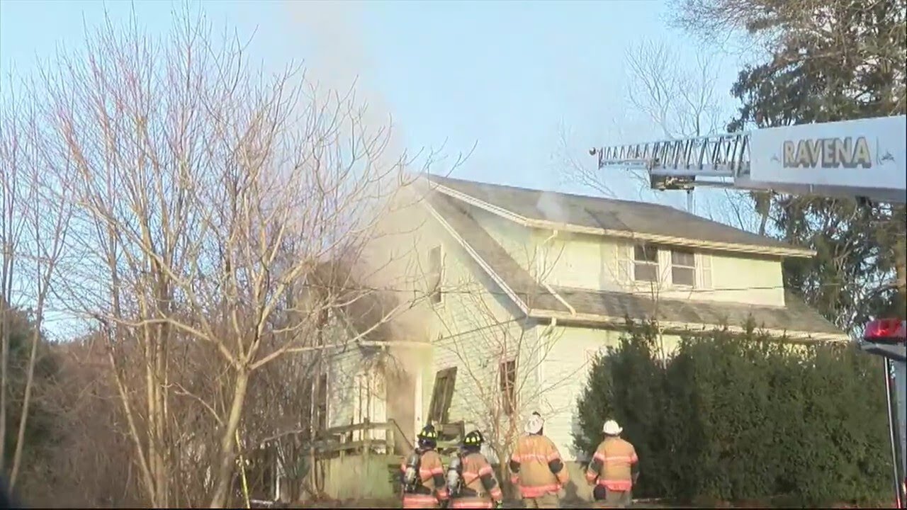Crews fighting fire in Ravena