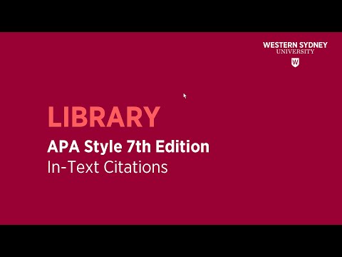 APA Style 7th Edition - IN-TEXT CITATIONS