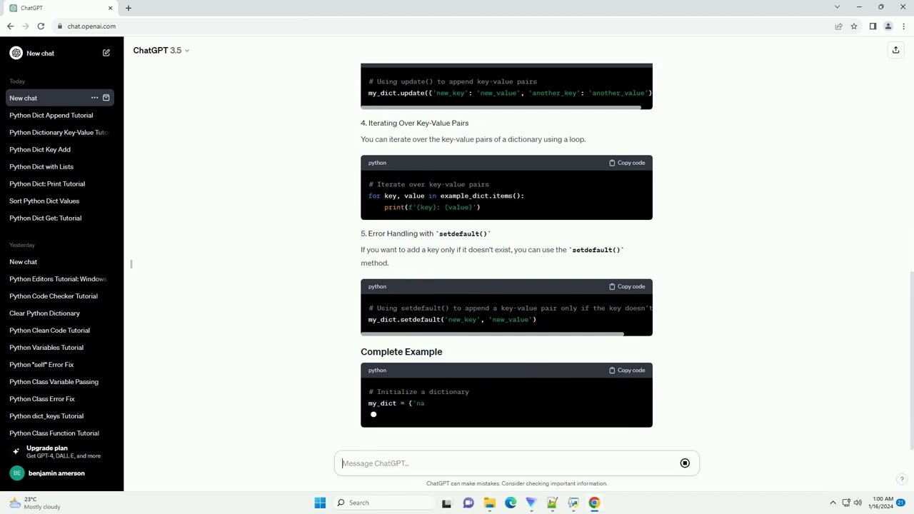 python dictionary append key and value