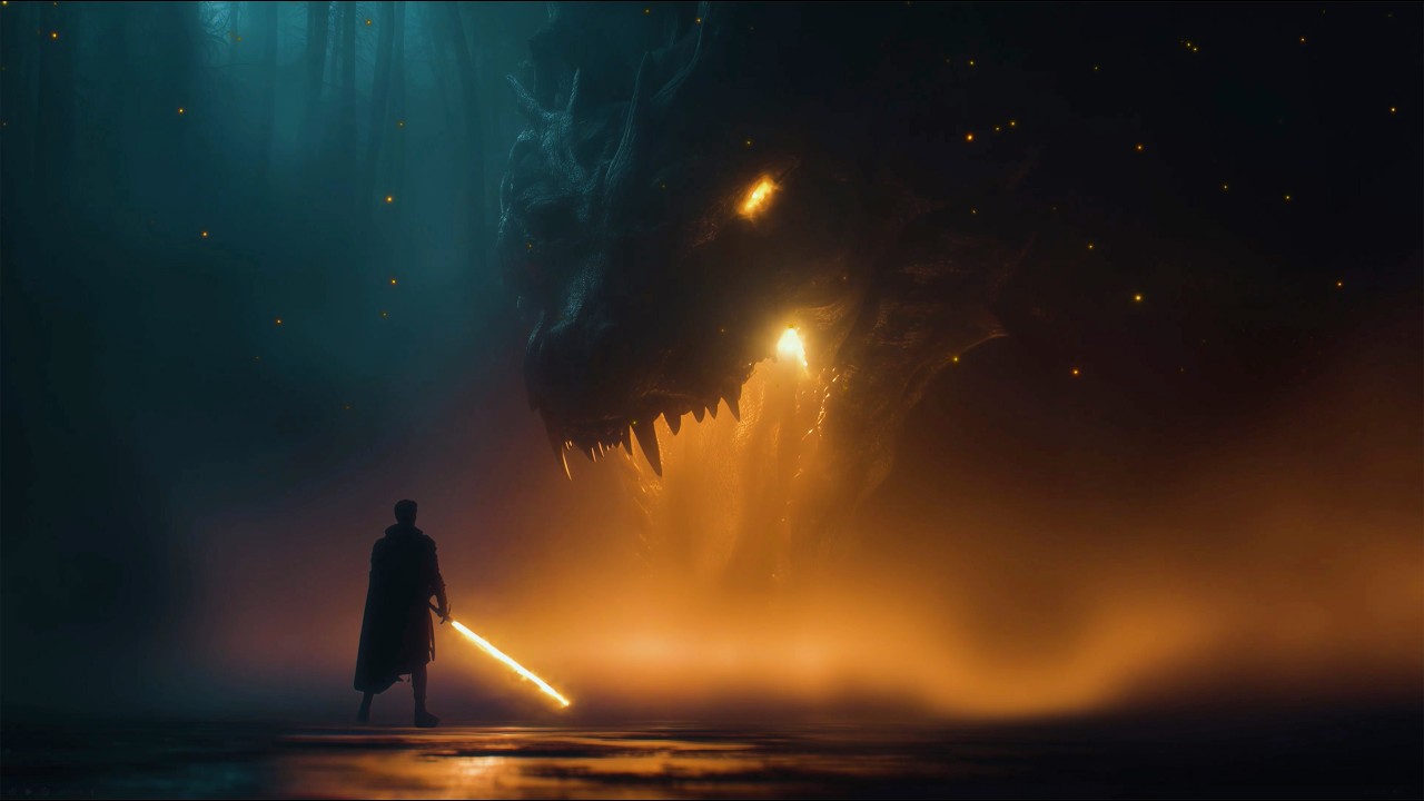 Epic Dragon Looping TV Screensaver for Fantasy Lovers, Reading, RPG. Fantasy Ambience with Music 4K.