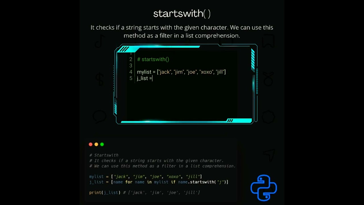 startswith( ) method | python tutorial #shorts #python #pythonprogramming