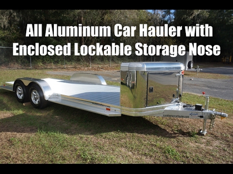 All Aluminum Car Hauler with Enclosed Lockable Storage nose