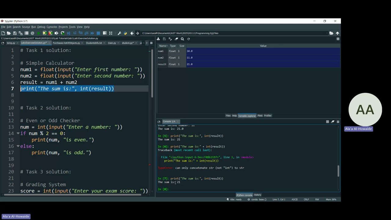 Python Lab 1 – Solving Exercises Step by Step | Beginner’s Guide