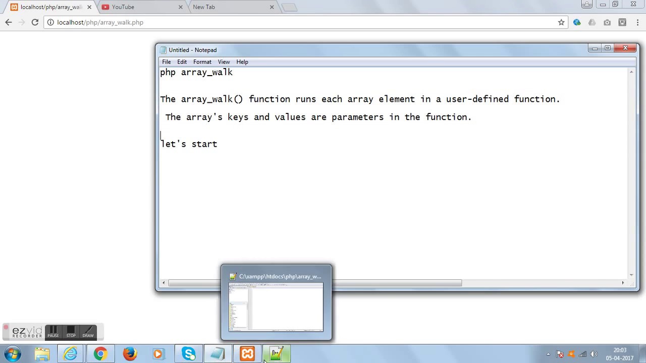 run each array element in a user-defined function - array walk in php