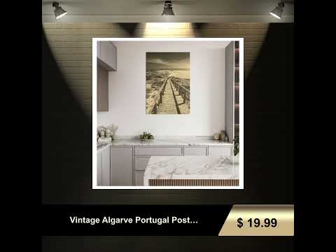 Vintage Algarve Portugal Poster Print | Retro Beach Black White Sepia Photo Gift | Coast Wall Art...