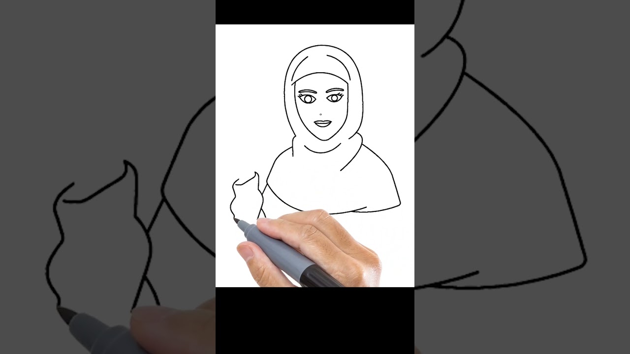 Hijab Girl Drawing #vectorart #drawingtutorial #howtodraw