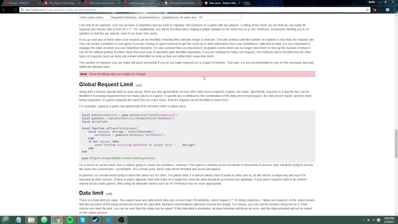 ROBLOX Lua Intermediate Scripting Tutorial 5 - DataStore