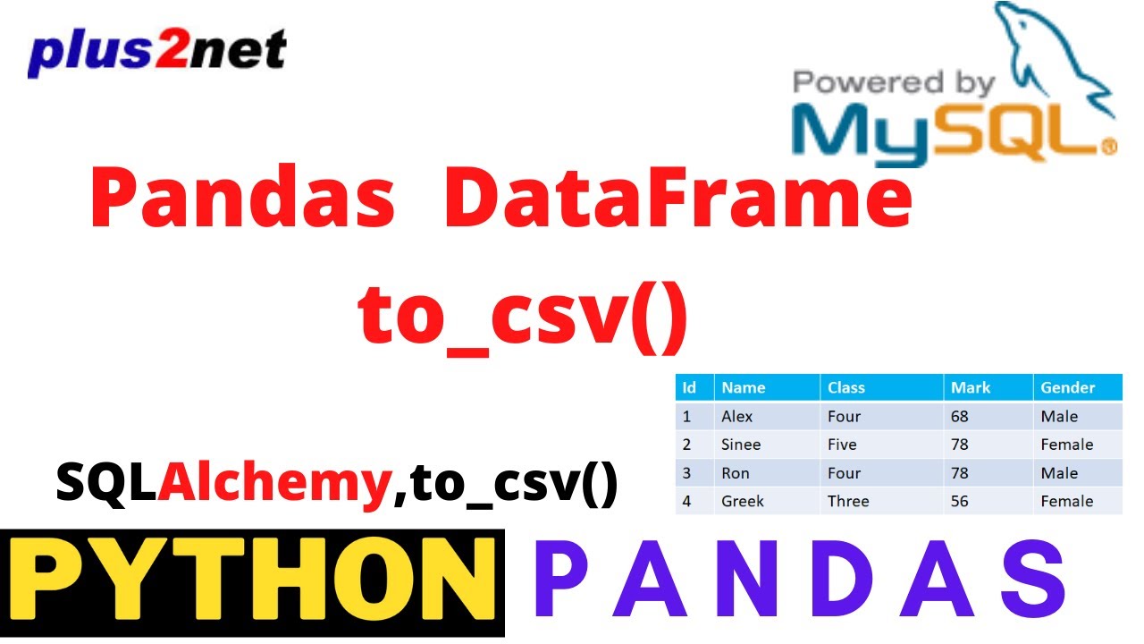 Python Pandas DataFrame to creating csv file and using MySQL sample table to csv by using to_csv()