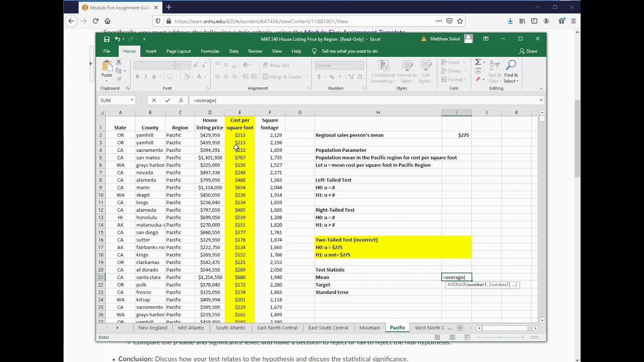MATH240 - Module 5 Assignment - Overview