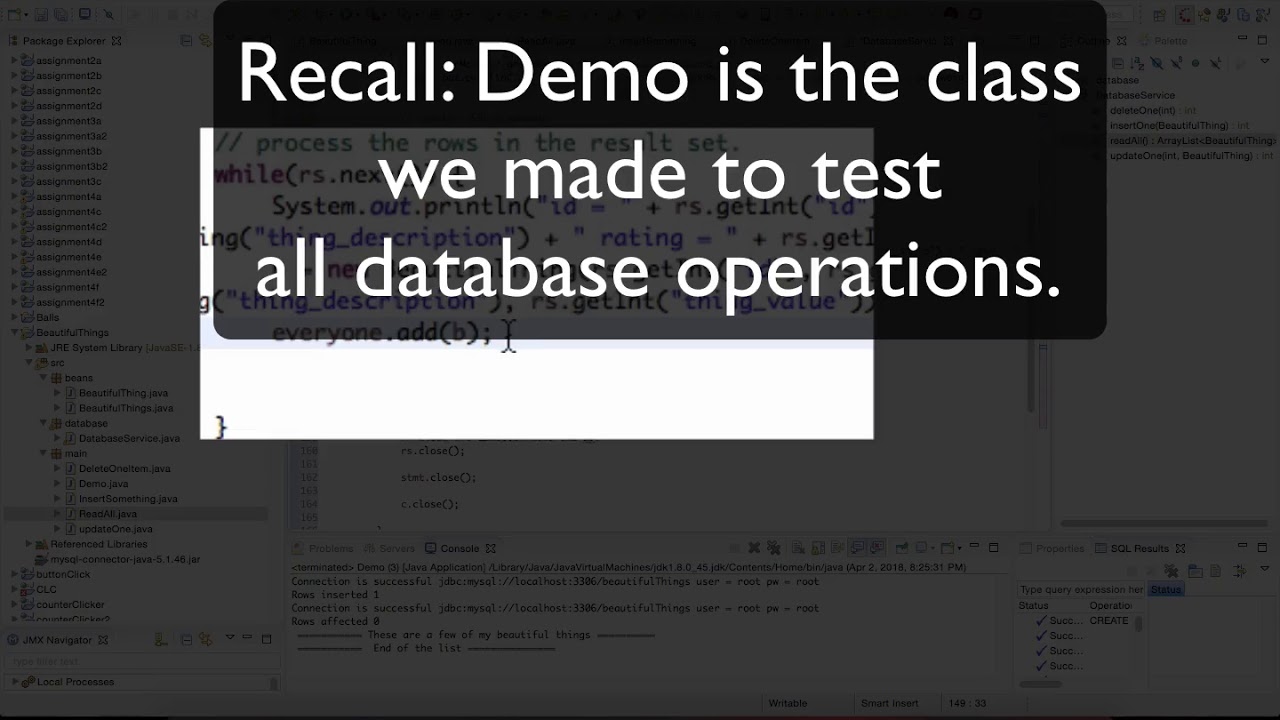 JavaEE Web App 12 - Database 10 - create a readall method in a database java class