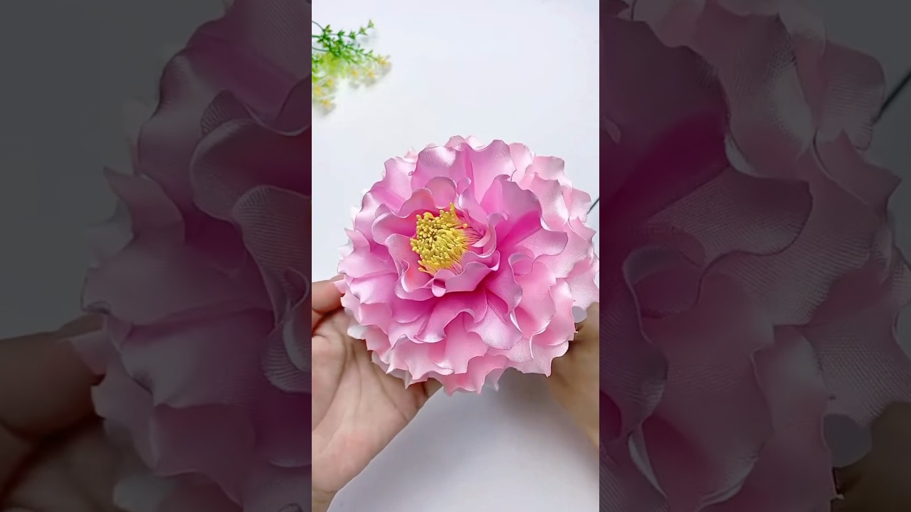 DIY satin ribbon peony flowers#handmade #handmadegifts #flowers #gift #ribbon #peony #handmadecraft