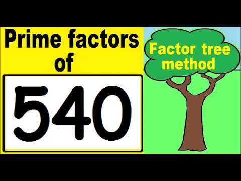 Prime factors of 540. Prime factor decomposition of 540. Factor tree method.