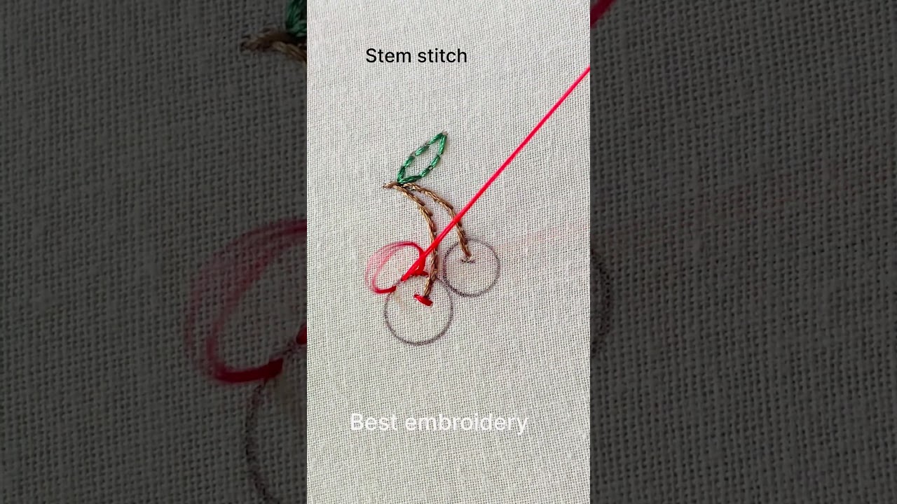 Very easy cherry embroidery tutorial
