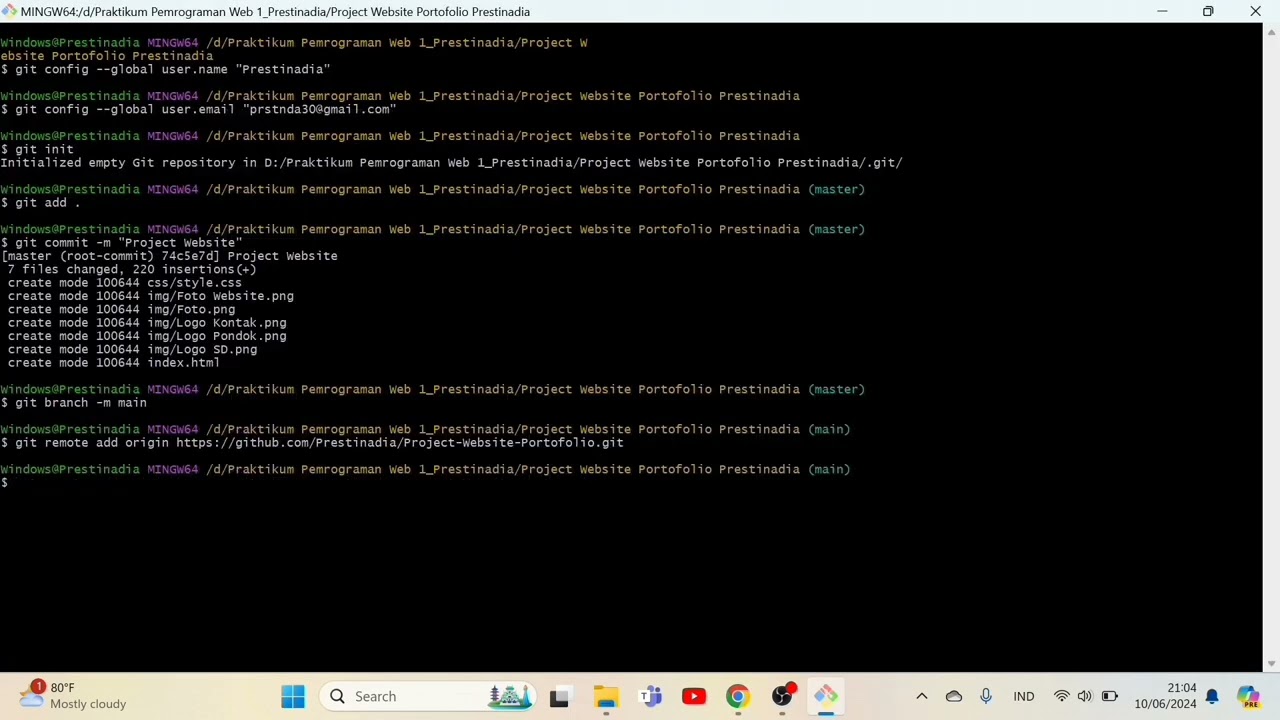Tugas UTS Pemrograman Web 1 - Push (Upload) Hasil Coding Visual Studio Code pada Github