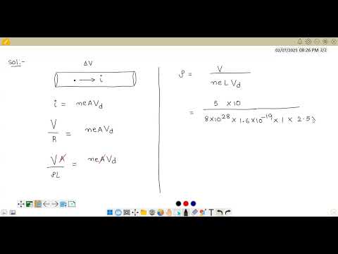 When a 5V potential difference is applied across a wire of length 0.1m,the drift speed of electrons