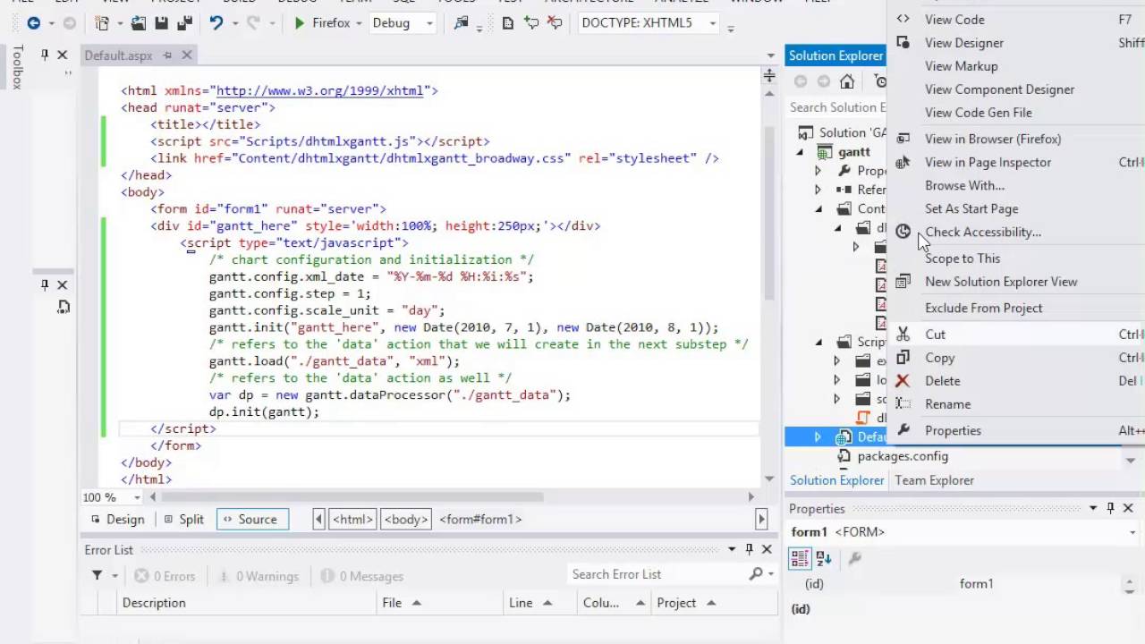 Create Gantt with Asp.net WebForms