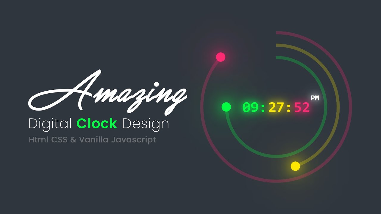 Amazing Working Digital Clock using Html CSS SVG & Javascript 02 | Simple Javascript Projects
