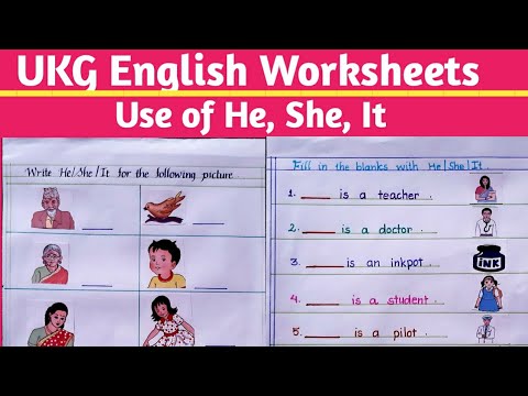 English Worksheets for UKG- 5 | Use of He She It | He She It worksheets | UKG Worksheets | Eng Teach