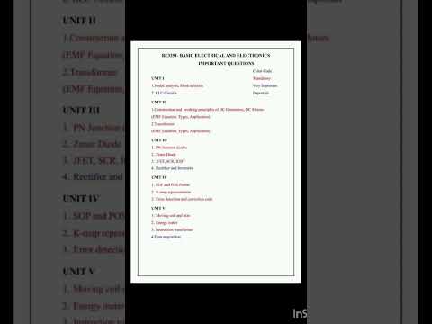 BE3251 - BASIC ELECTRICAL & ELECTRONICS ENGINEERING / APRIL_MAY 2025 / IMPORTANT QUESTIONS #exam