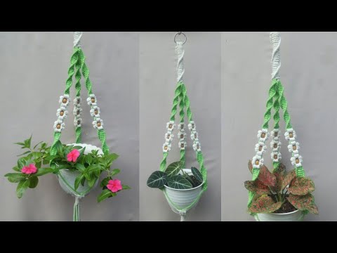 Macrame With Floral Plant Hanger Tutorial | Beginner | Spiral Knots Pattern