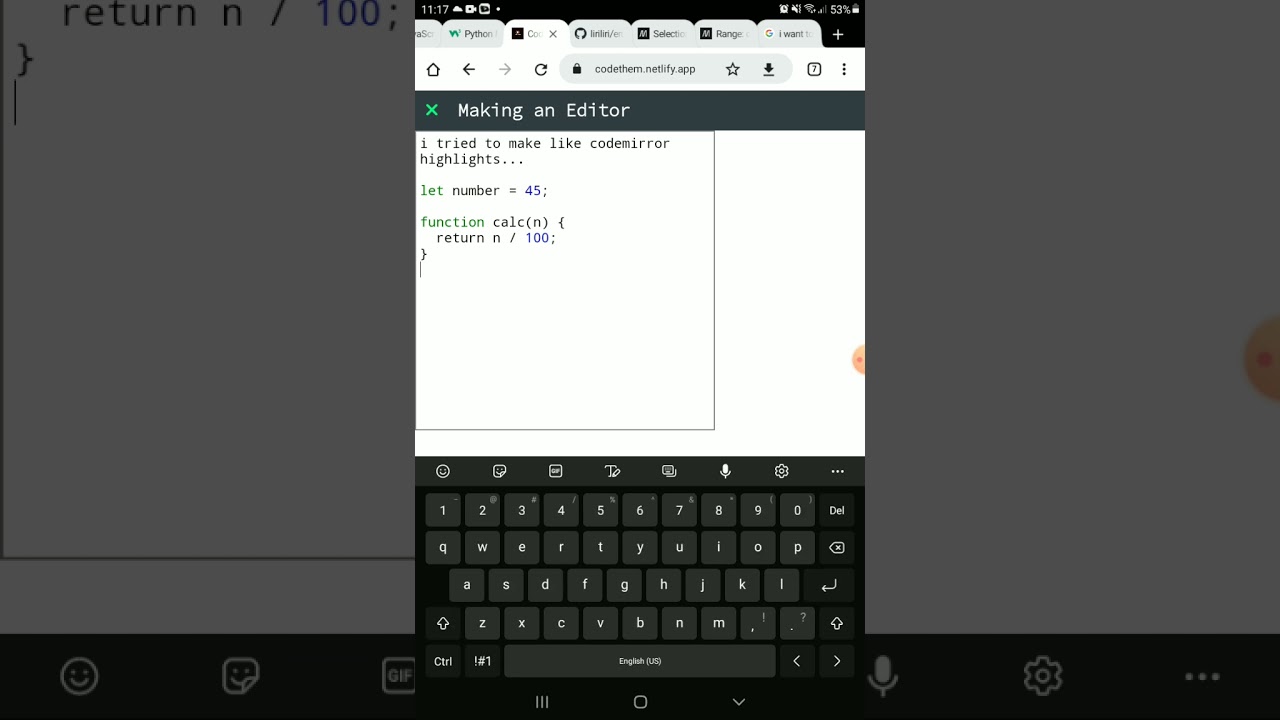 i treid to make like codemirror from scratch