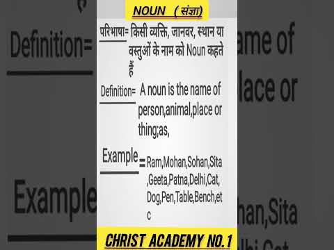 Noun definition in hindi|#englishspeaking #noun #parts #partsofspeech #shorts #explore #education