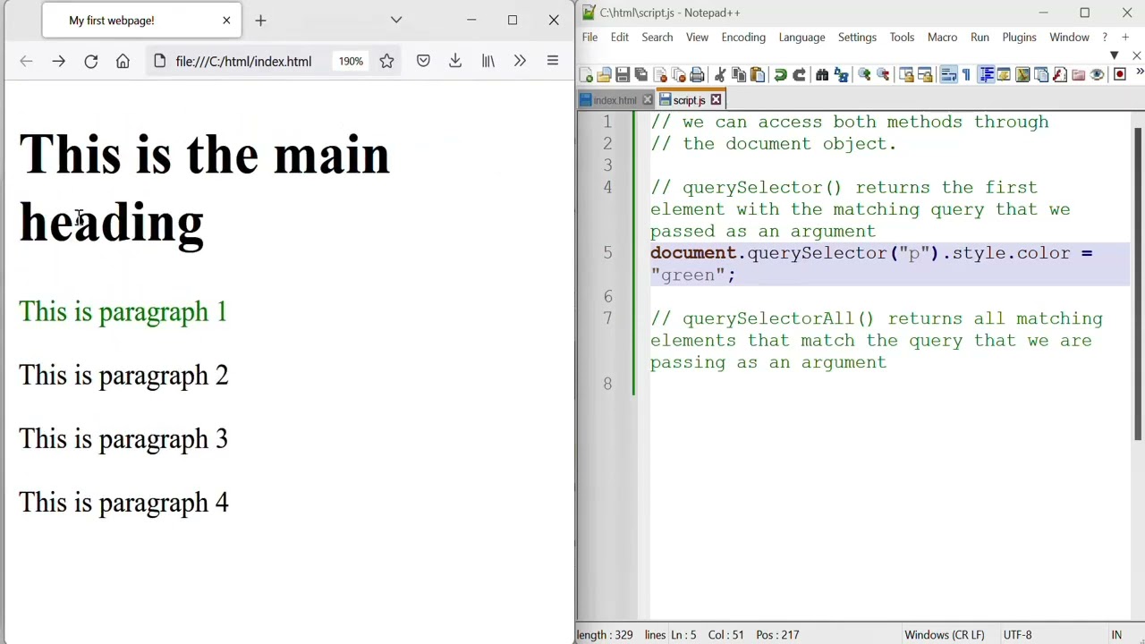 JavaScript 4: querySelector() vs querySelectorAll()