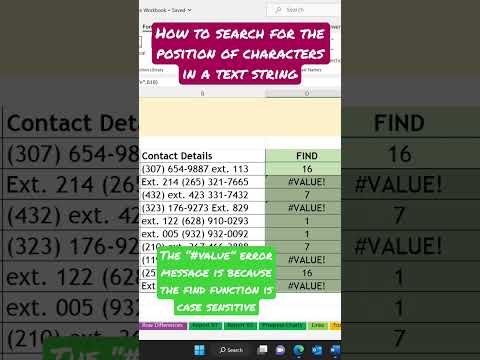 How to find/search the position of characters in a text string in Excel