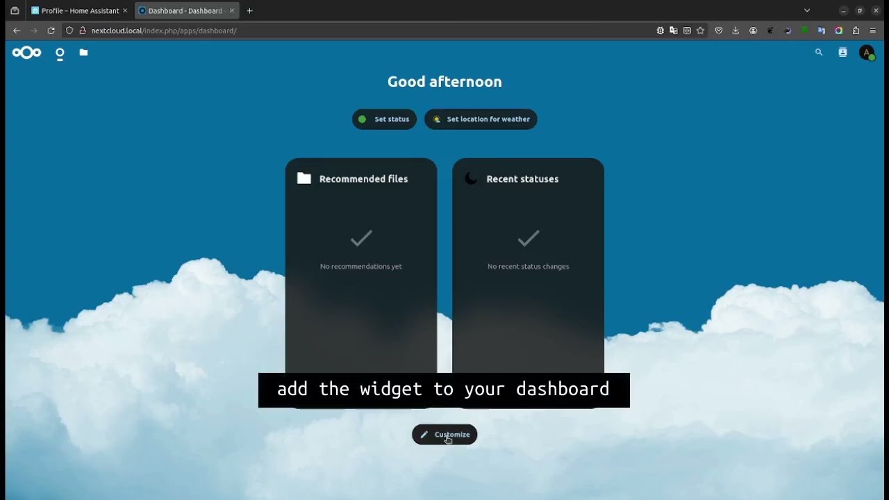 Nextcloud - Home assistant integration - YAML widget