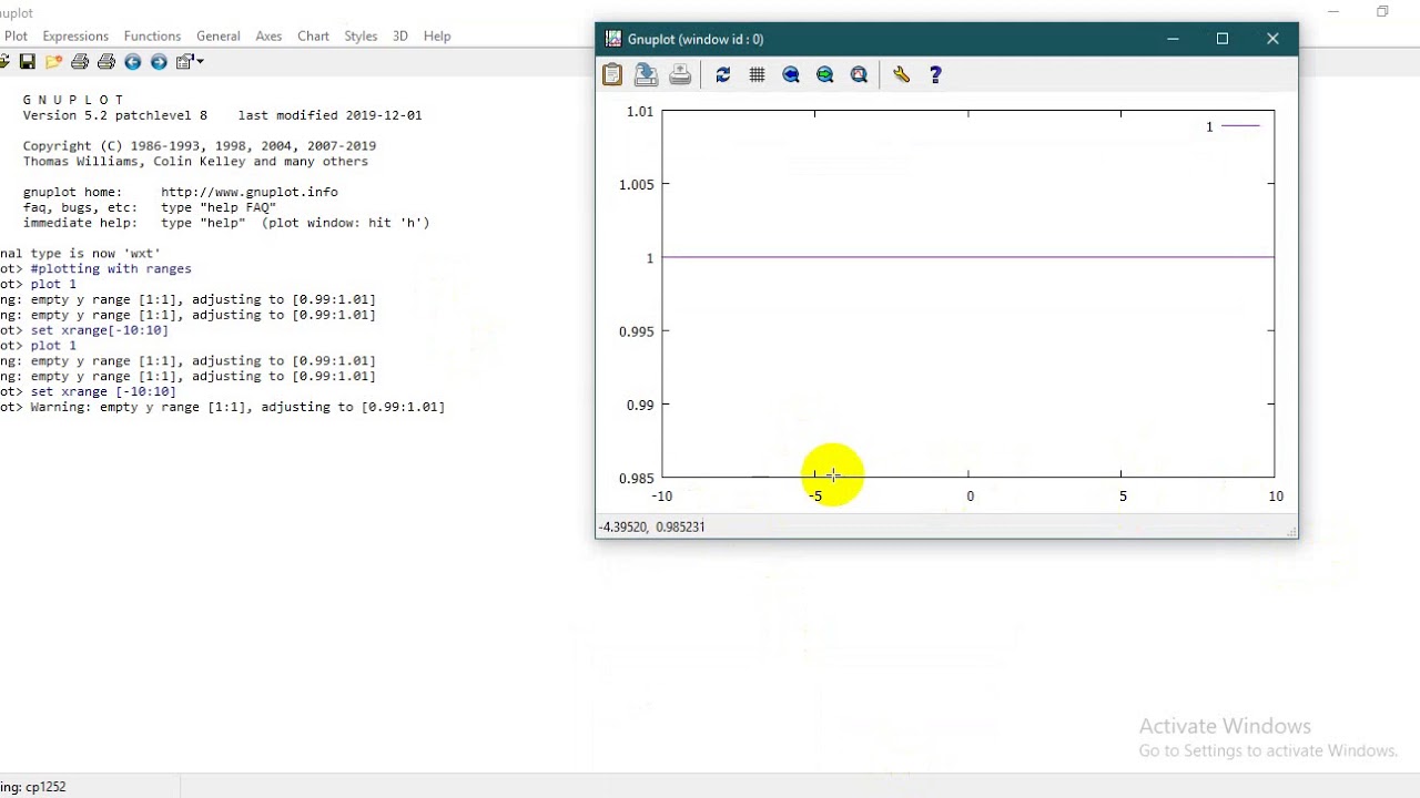 plotting and setting ranges with gnuplot