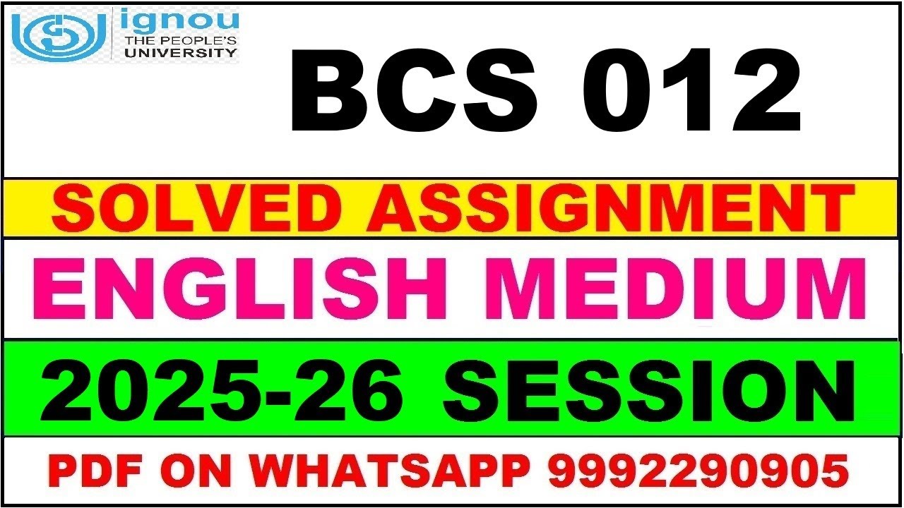 BCS 012 solved assignment 2025-26 in English || bcs 012 solved assignment 2026 || bcs12 2025-26